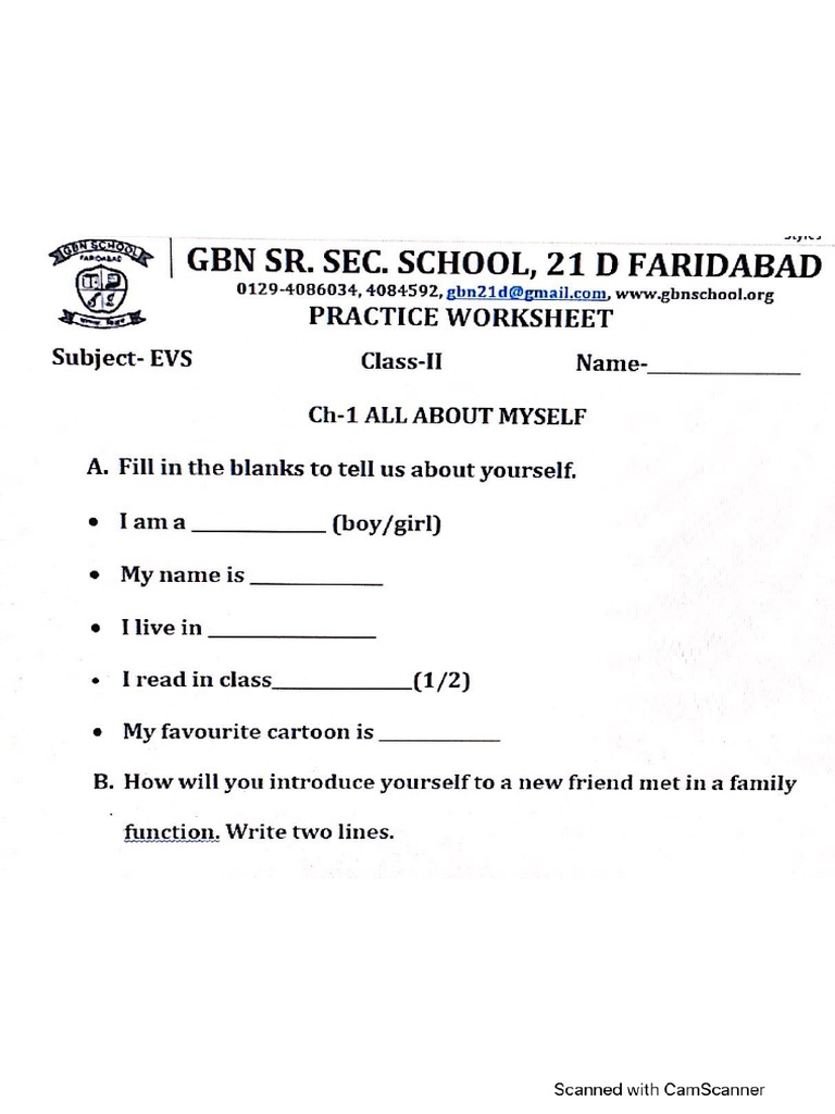 EVS CLASS 2 Practice Worksheet ch-1 - 20200330173851 PDF | PDF