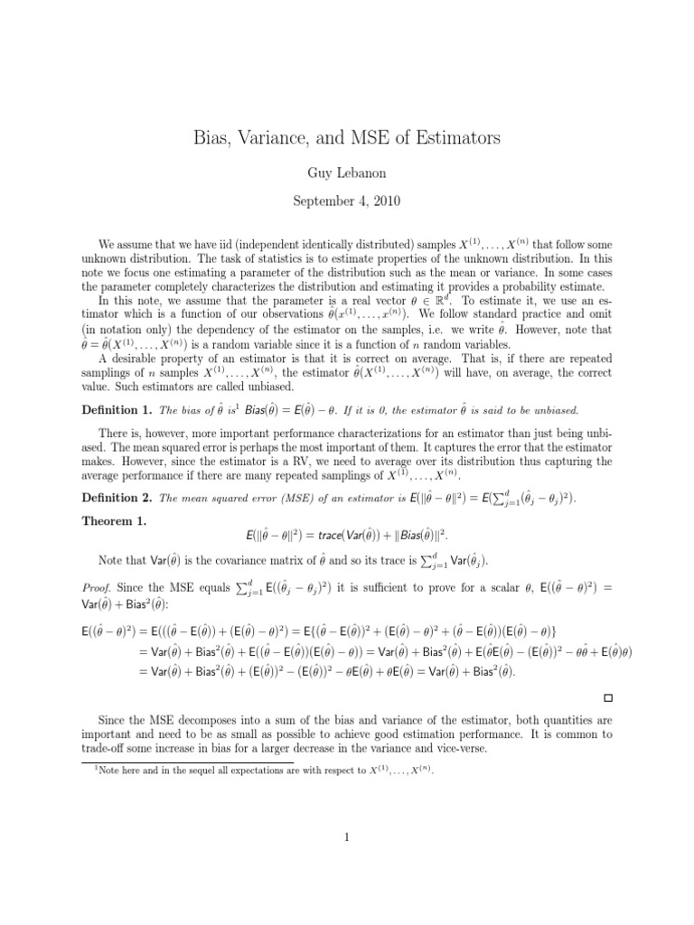 Estimators1 PDF | PDF | Bias Of An Estimator | Estimator