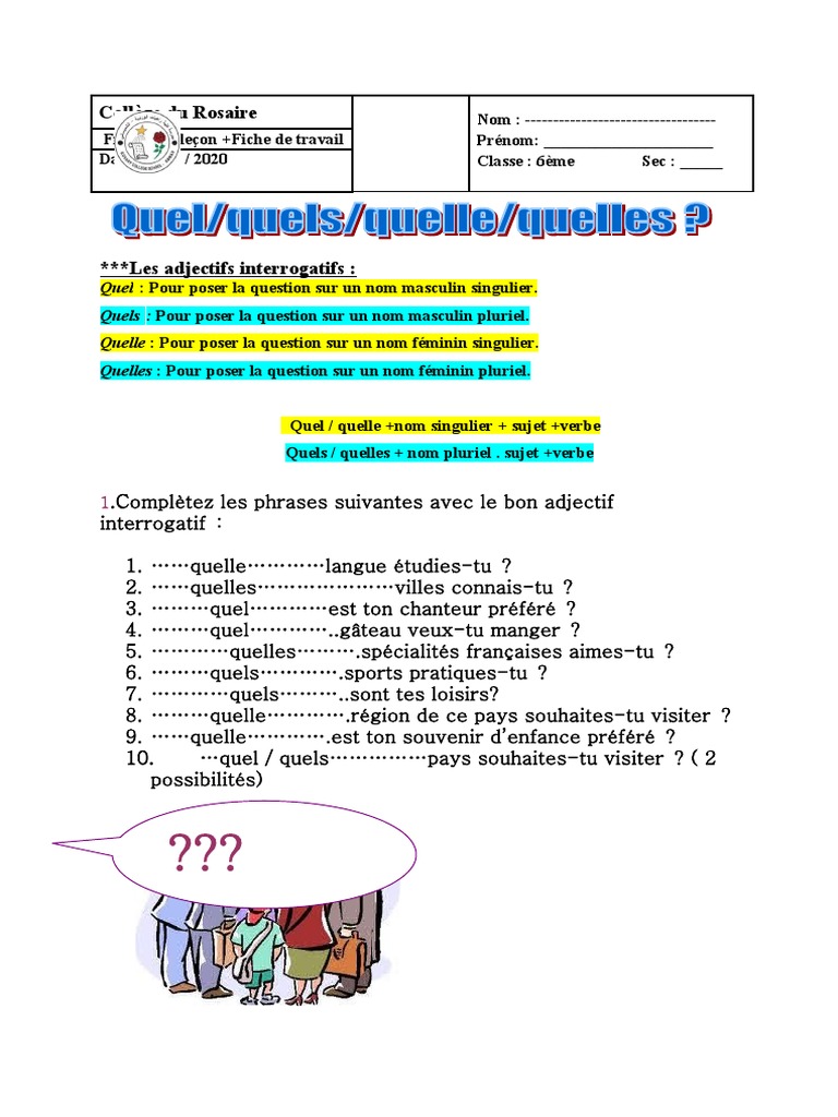 Quel-Quelle-Quels-Quelles Worksheet Live Worksheets, 60% OFF