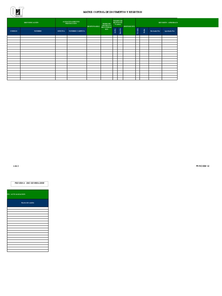 FGC-002-1 Matriz Control de Los Doc y Reg | PDF