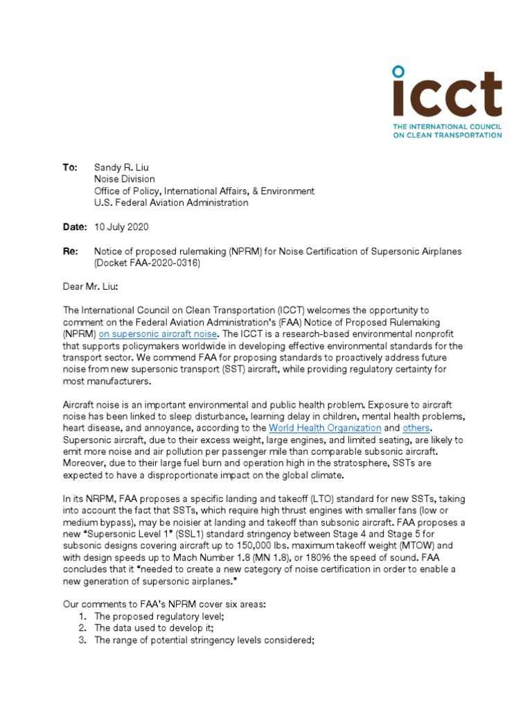 Comments To The U.S. FAA On Notice of Proposed Rulemaking For Noise ...