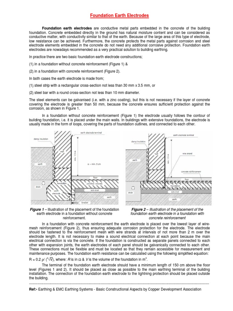 Foundation Earth Electrodes | PDF | Foundation (Engineering) | Concrete