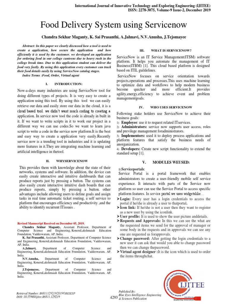 Food Delivery System Using Servicenow | PDF | Scripting Language ...