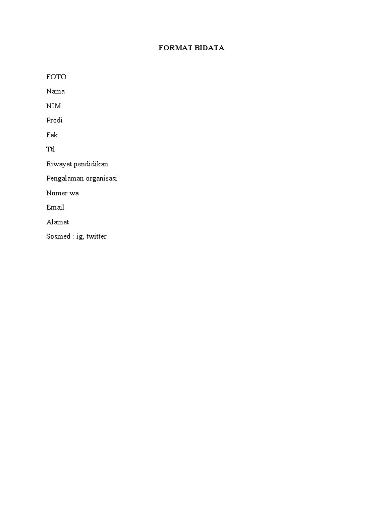 Format Bidata | PDF | Ilmu Sosial