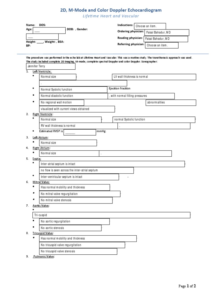 2D, M-Mode and Color Doppler Echocardiogram: Lifeti Me Heart and ...