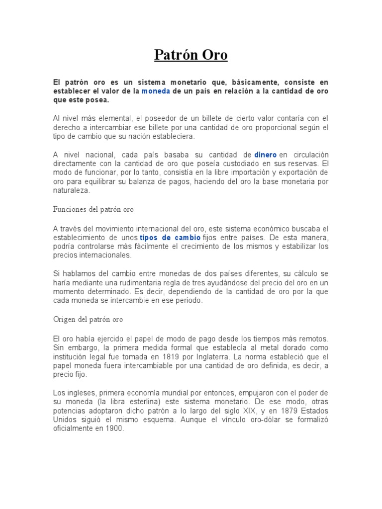 El origen y declive del patrón oro: cómo el oro llegó a ser la base de ...