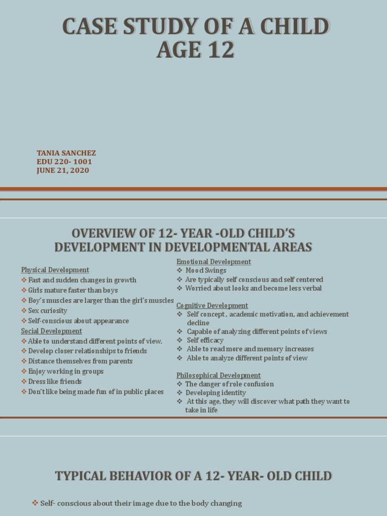 Case Study of A Child Age 12 | Download Free PDF | Cognitive ...