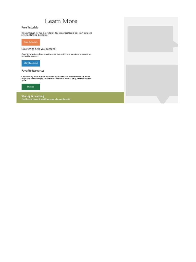 Learn More: Free Tutorials | PDF | Microsoft Excel | Computing