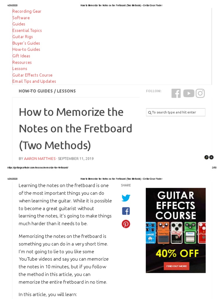 How To Memorize The Notes On The Fretboard (Two Methods) - Guitar Gear ...