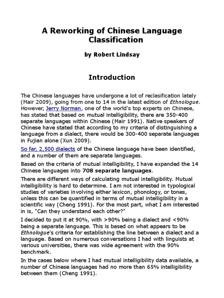 Chinese Language Classification Study | PDF | Mandarin Chinese ...