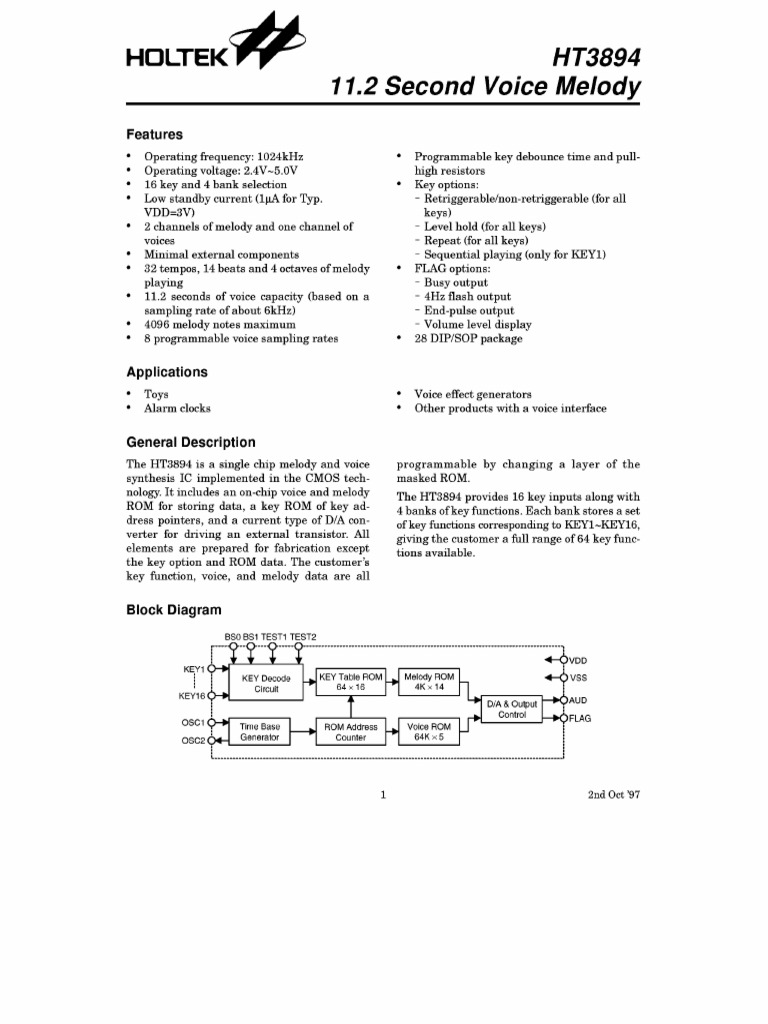 Holtek Datasheet | PDF