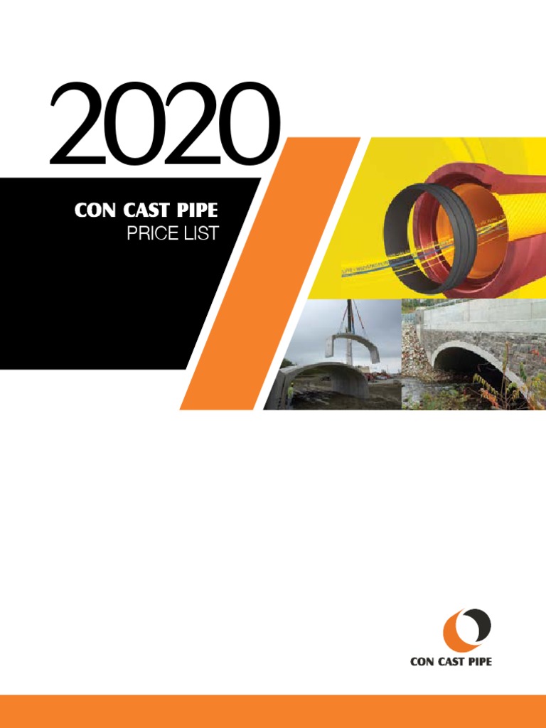 2020 Con Cast Pipe Price List Complete 1 Pdf Pipe Fluid Conveyance