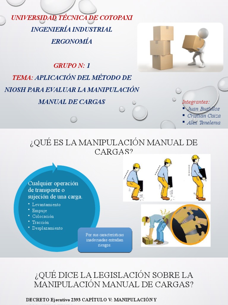 Metodo NIOSH | PDF | Factores humanos y ergonomía | Labor