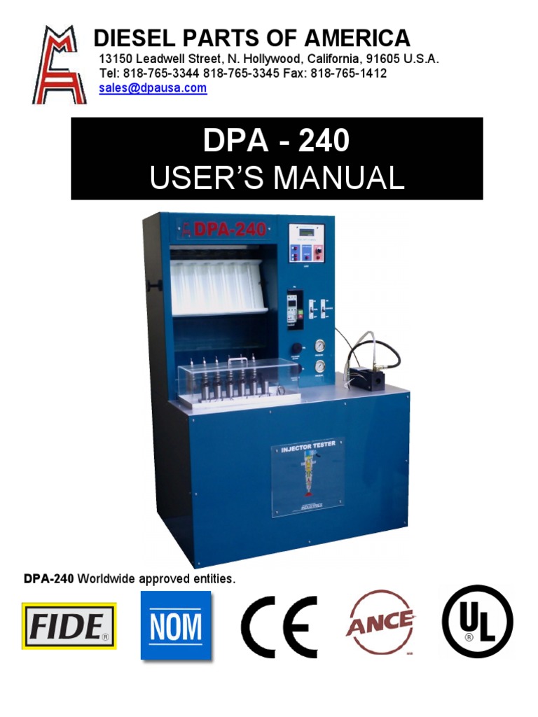 DPA - 240 User’S Manual: Diesel Parts Of America | Fuel Injection ...