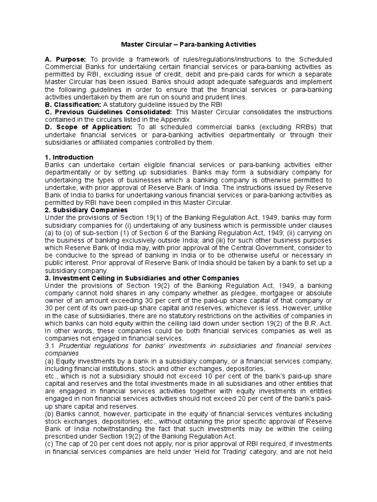 Para Banking Activities PDF | PDF | Money Market Fund | Reserve Bank Of ...
