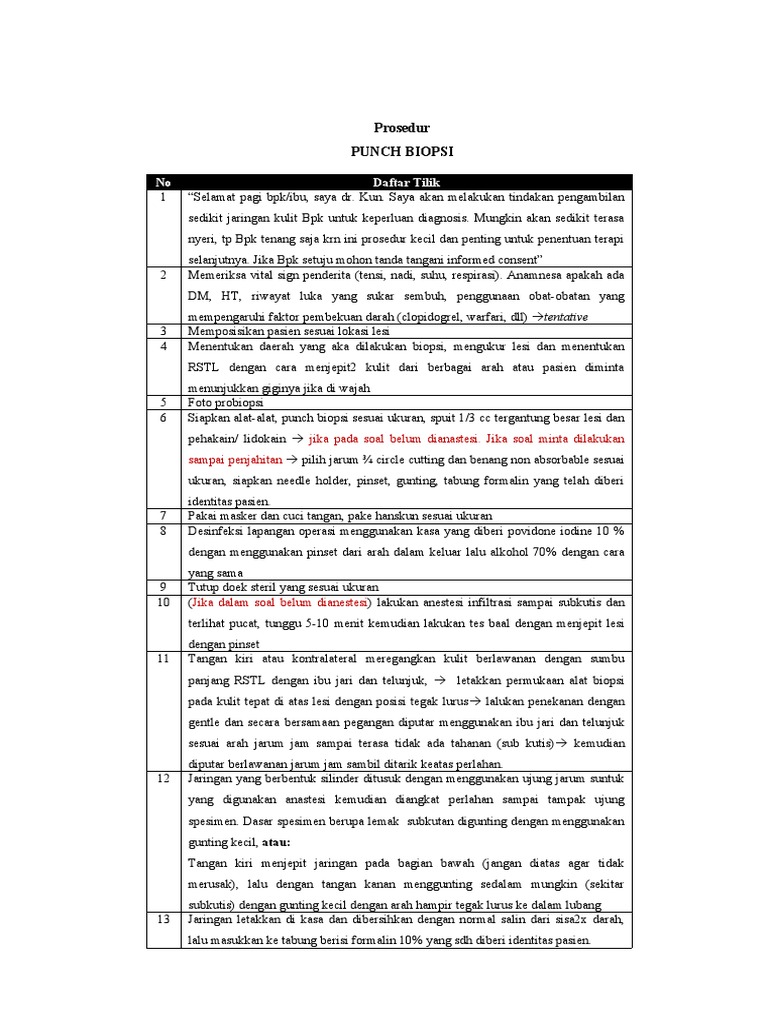 Prosedur dan Teknik Punch Biopsi | PDF