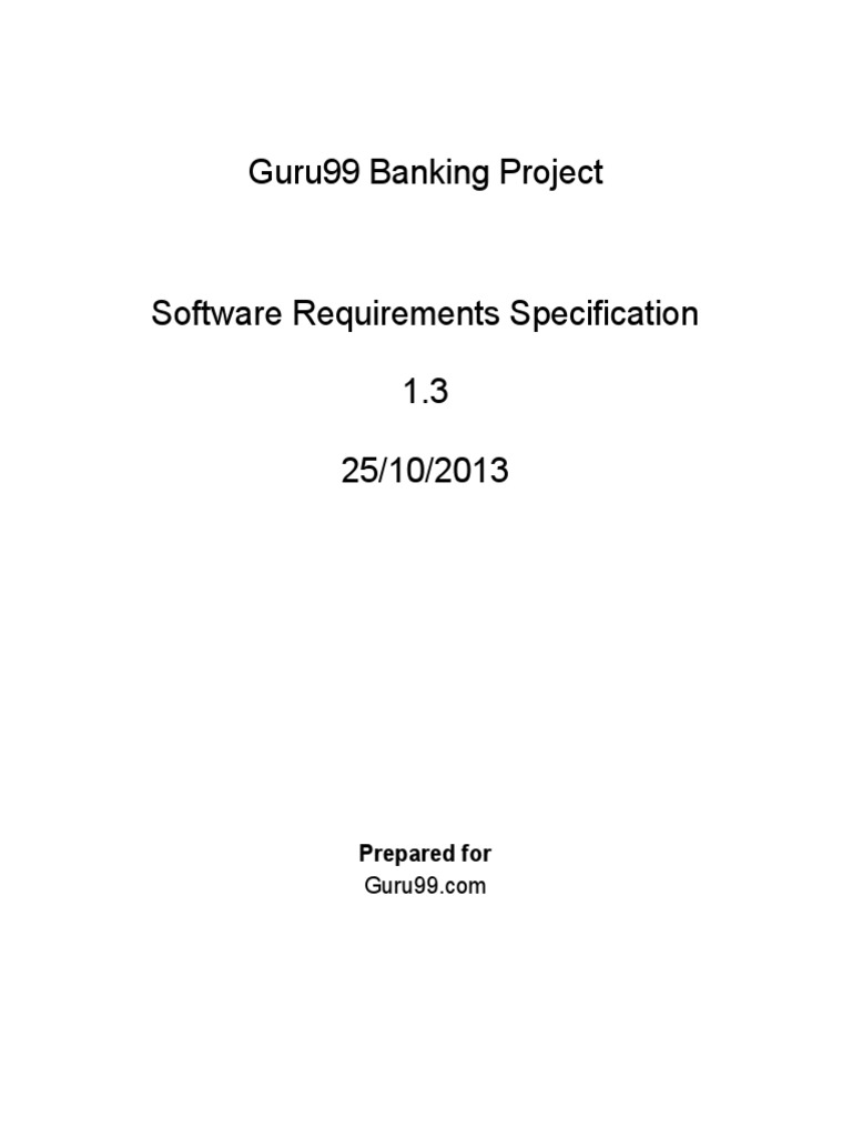 Guru99 Banking Project SRS | PDF | Software | Information Technology ...