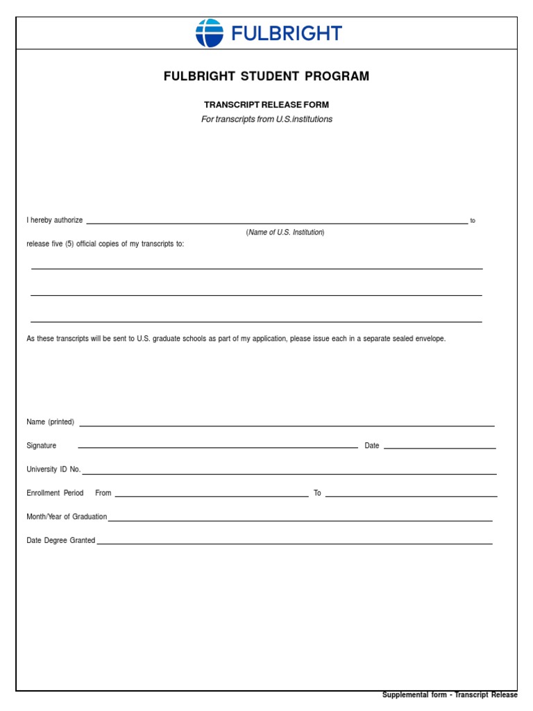 Fulbright Student Program: For Transcripts From U.S.institutions | PDF