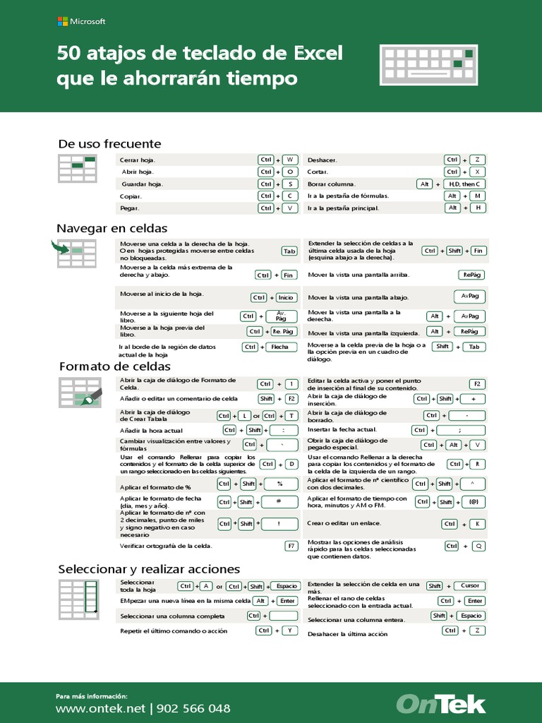 Ontek Atajos Excel PDF | PDF | Software | Informática