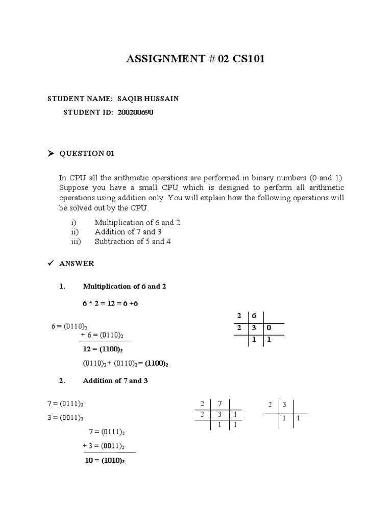 Saqib Hussain BC200200690 CS101 Assignment 2 | PDF | Theoretical Computer Science | Mathematical ...