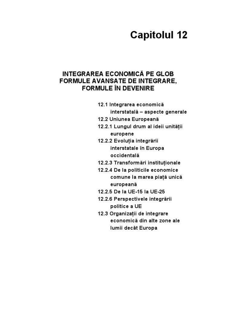 Capitolul 12: Integrarea Economică Pe Glob Formule Avansate de Integrare, Formule În Devenire | PDF