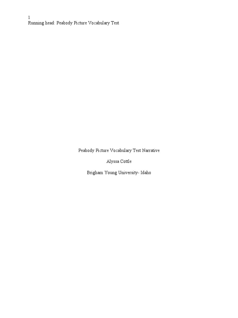 Peabody Picture Vocabulary Test Narrative | PDF | Vocabulary | Test ...