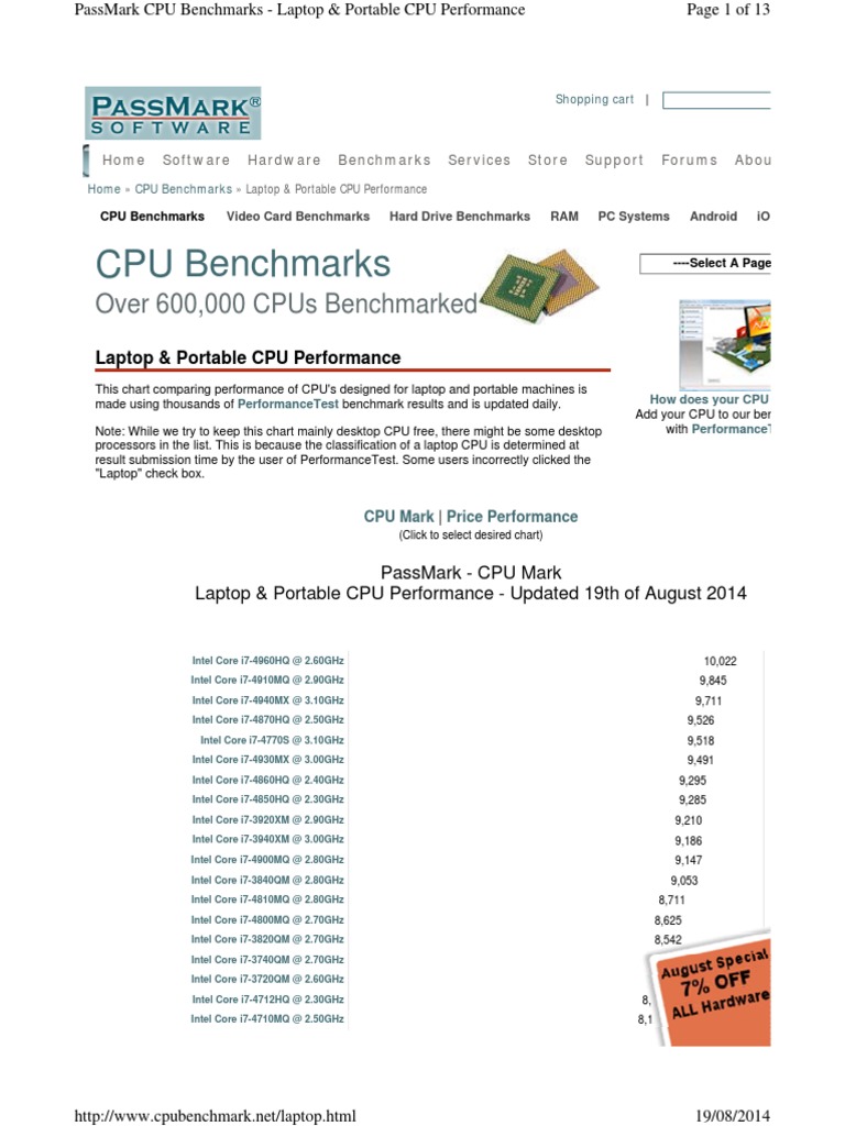 Laptop & Portable CPU Performance PDF | PDF | Central Processing Unit ...