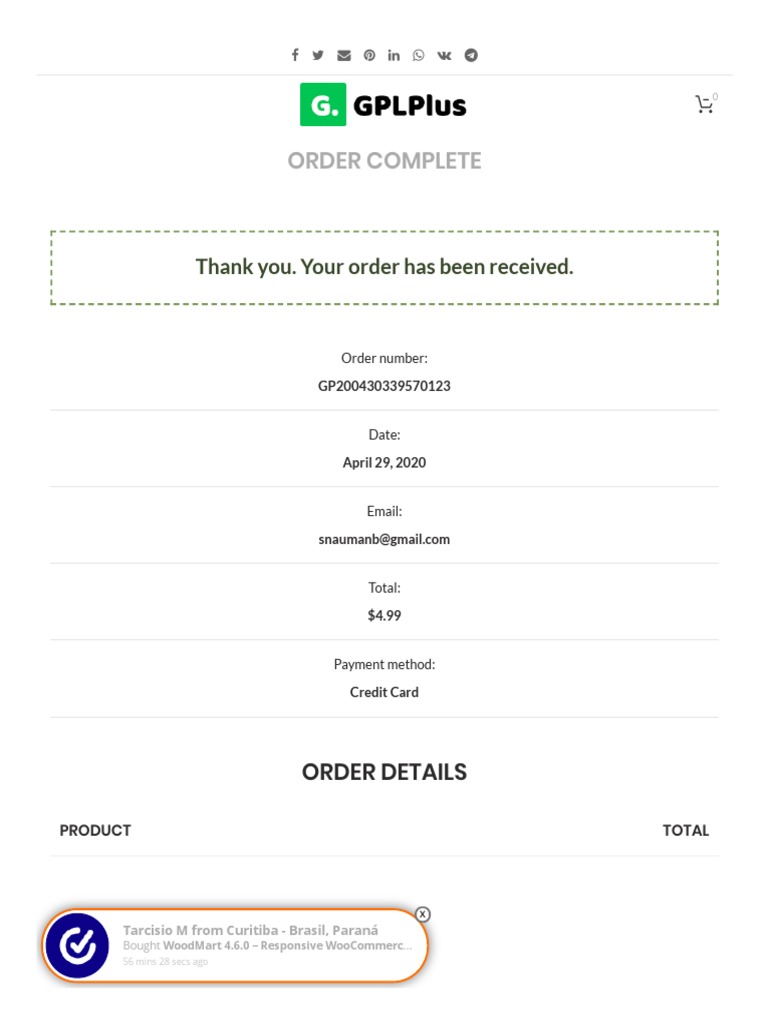 Order Complete: Thank You. Your Order Has Been Received | PDF | Word ...