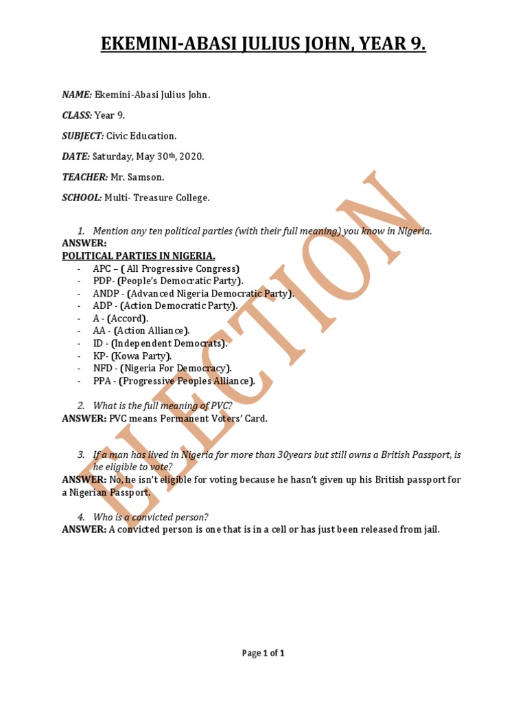 Civic Assignment 30-05-2020 | PDF