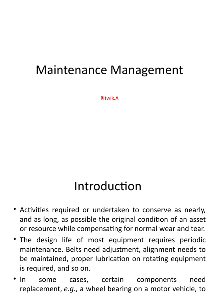 Effective Maintenance Management Strategies | PDF | Reliability ...