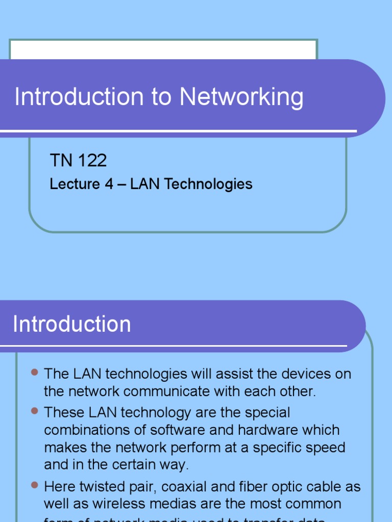 Lecture 4 - LAN Technologies | PDF | Ieee 802.11 | Ethernet