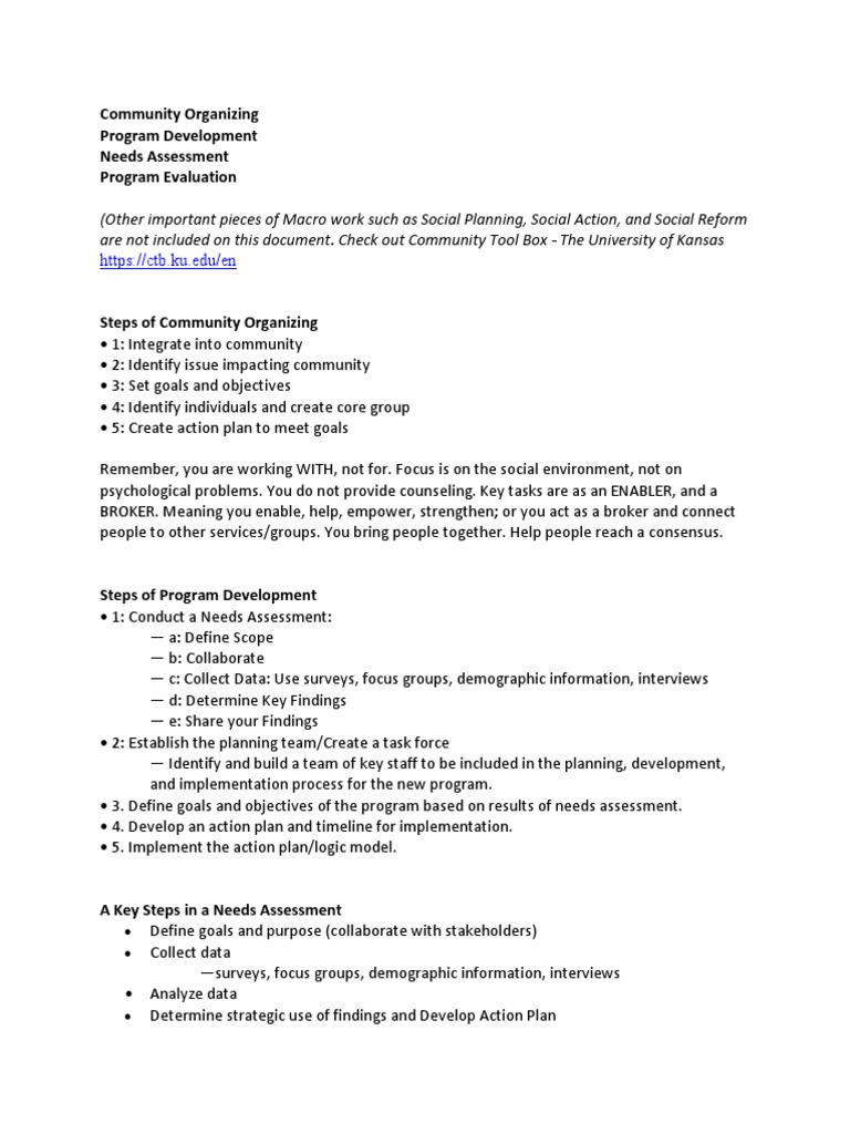 Macro - Community | PDF | Program Evaluation | Needs Assessment