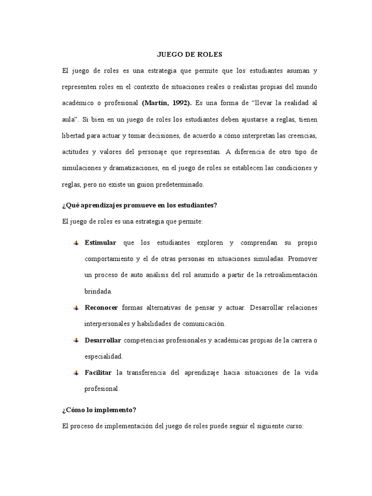 Estrategia de Juego de Roles en Educación | PDF | Aprendizaje ...