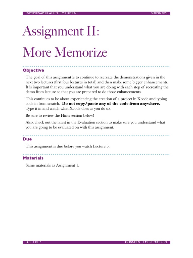 Assignment II: More Memorize: Objective | PDF | Ios | Swift (Programming Language)
