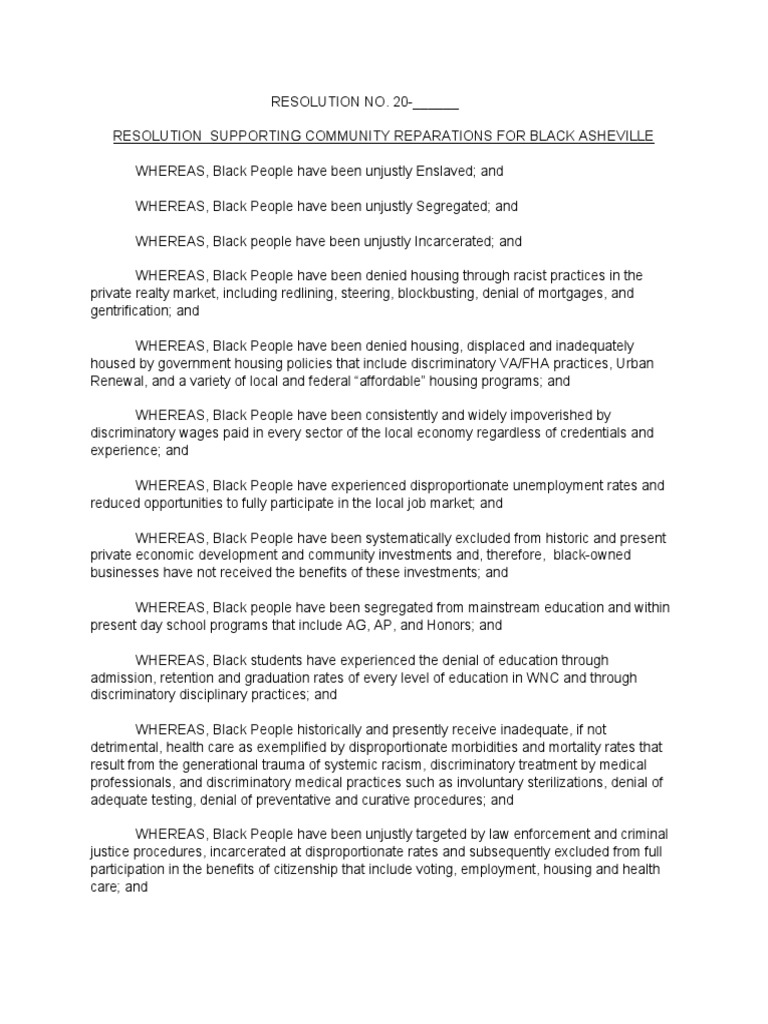Reparations For Black Asheville | PDF | Racial Segregation In The ...