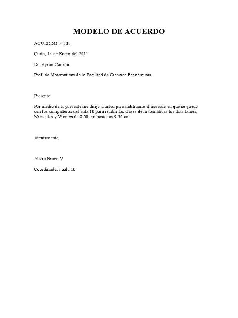 Modelo de Acuerdo | PDF