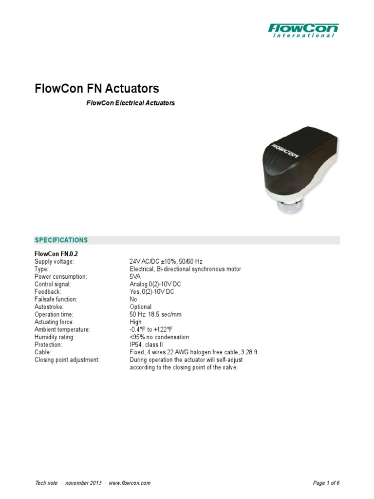 Flowcon FN Actuators | PDF | Electric Motor | Direct Current