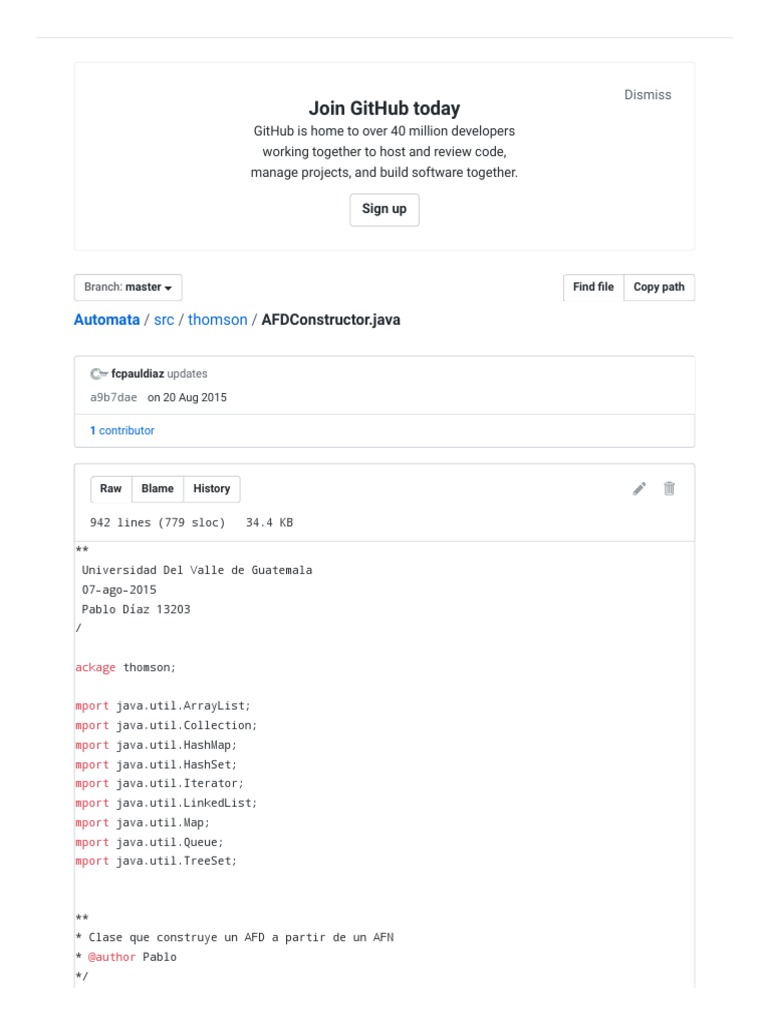 Automata - AFDConstructor - Java at Master Fcpauldiaz-Archive - Automata GitHub | PDF | Cola ...