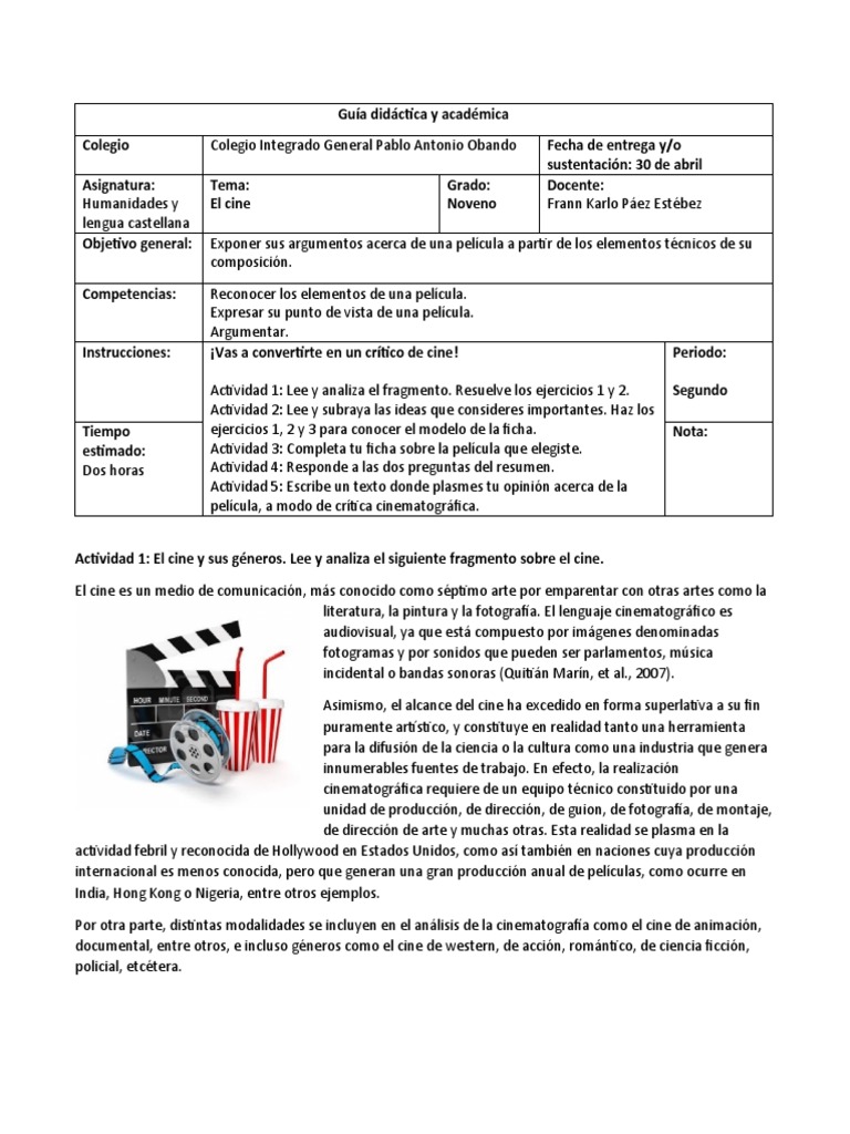 Guía para analizar una película de menos de | PDF | Cinematografía ...