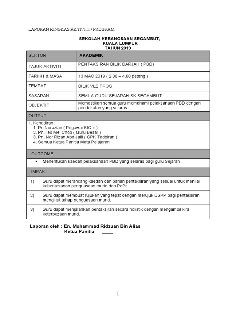 Laporan PLC PBD 2019 Sejarah | PDF