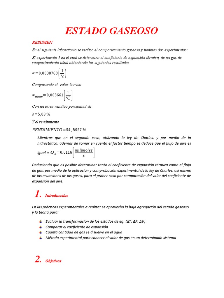 Estado Gaseoso | PDF | Fases de la materia | Gases