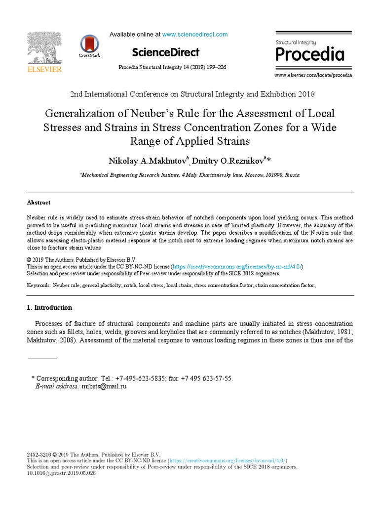 Generalization of Neuber's Rule For The Assessment of Local Stresses ...