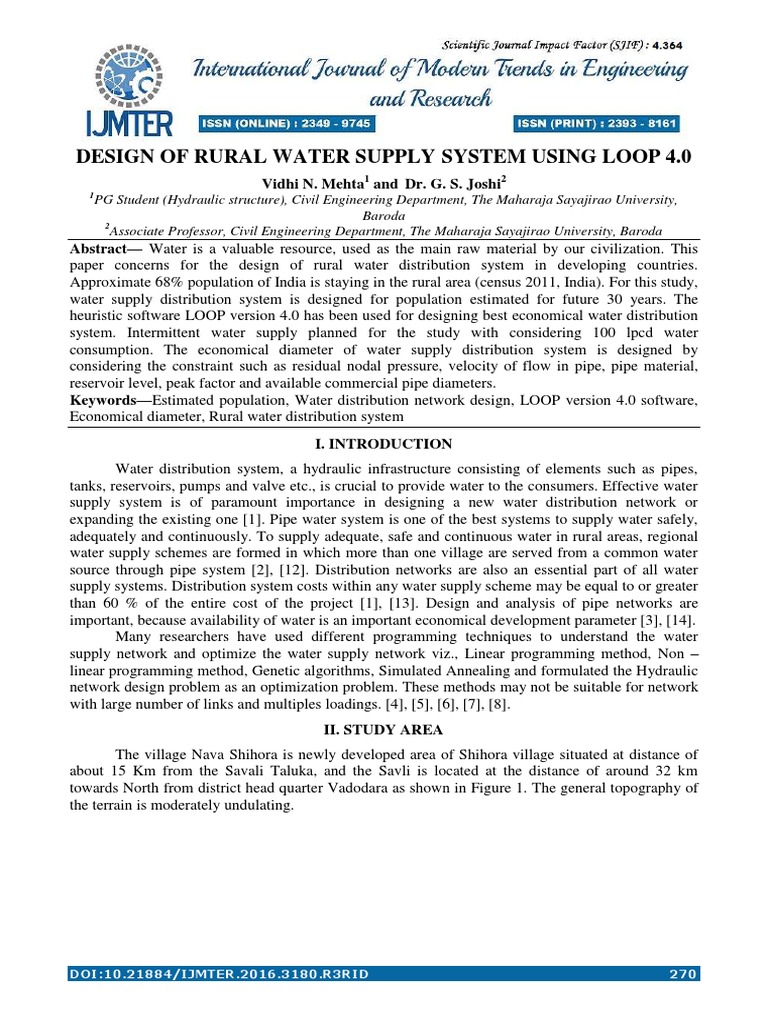 Design of Rural Water Supply System Using Loop 4.0 | PDF | Water Supply ...