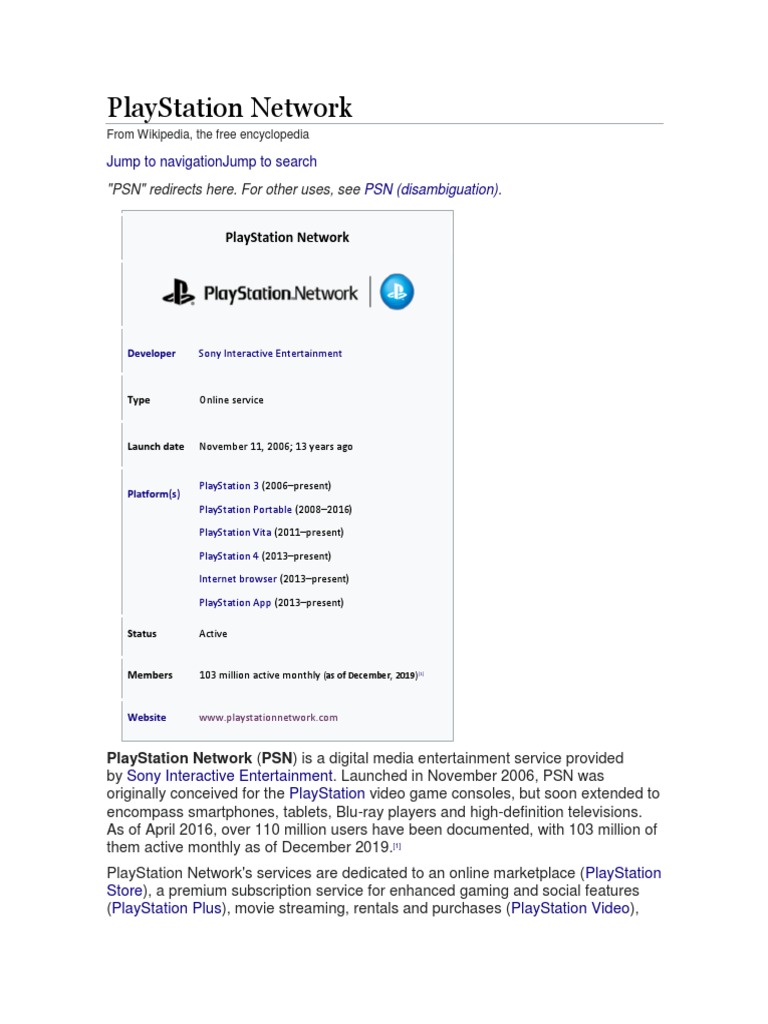 Playstation Network: Jump To Navigationjump To Search | PDF | Play ...