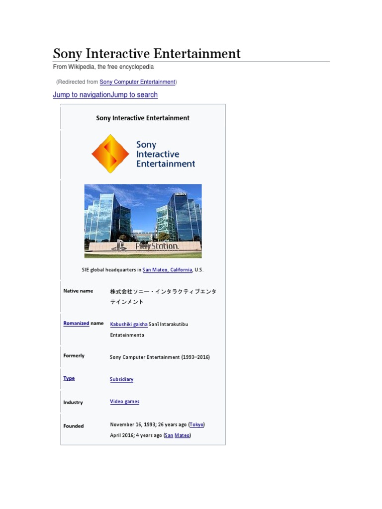 Sony Interactive Entertainment | PDF | Play Station | Photography ...