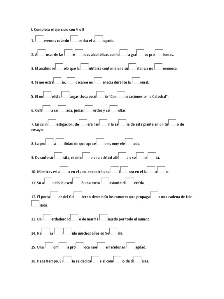 Ejercicio Con V Ó B | PDF