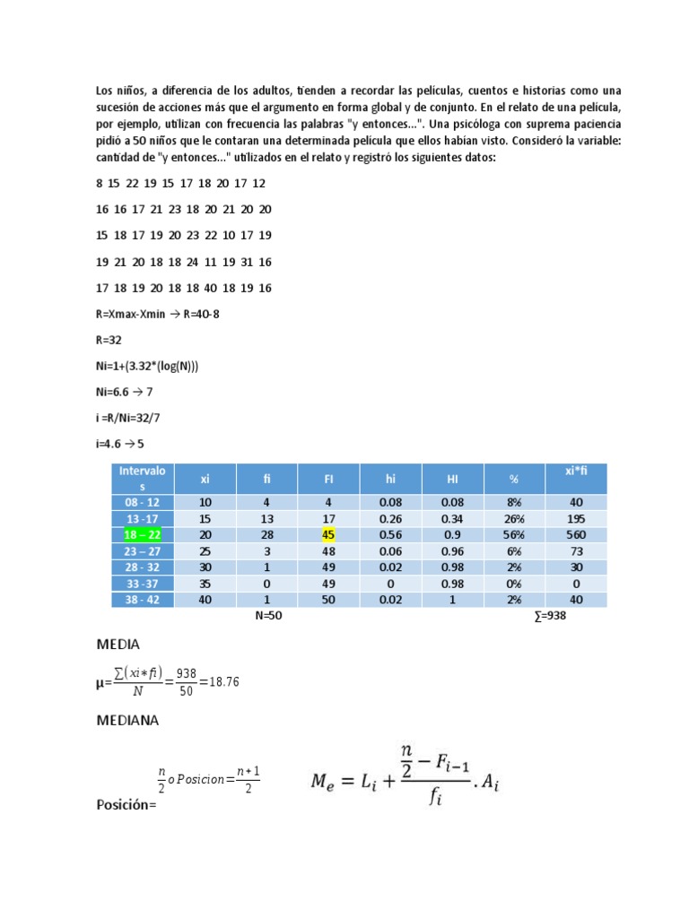 Media Mediana y Moda para Datos Agrupados en Intervalos | PDF