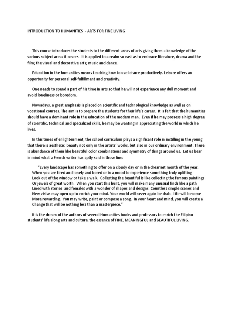 Introduction To Humanities PDF | PDF