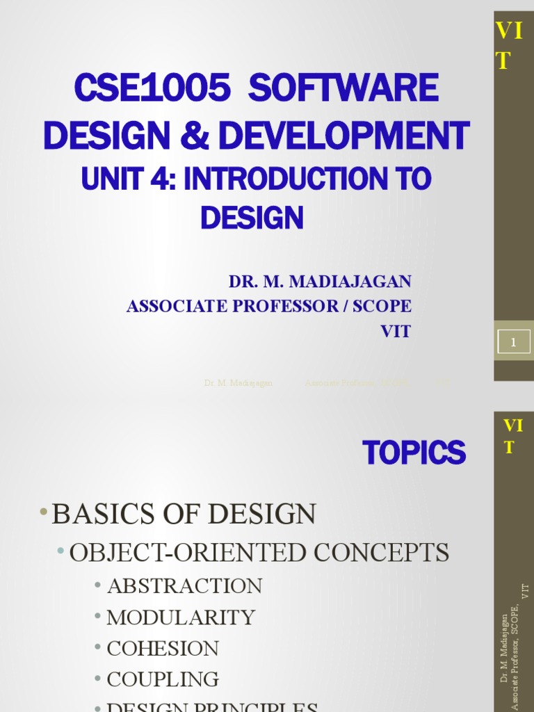 CSE1005 SDD-UNIT 4 INTRODUCTION TO DESIGN 29th Jan-2018 To 12th Jan ...
