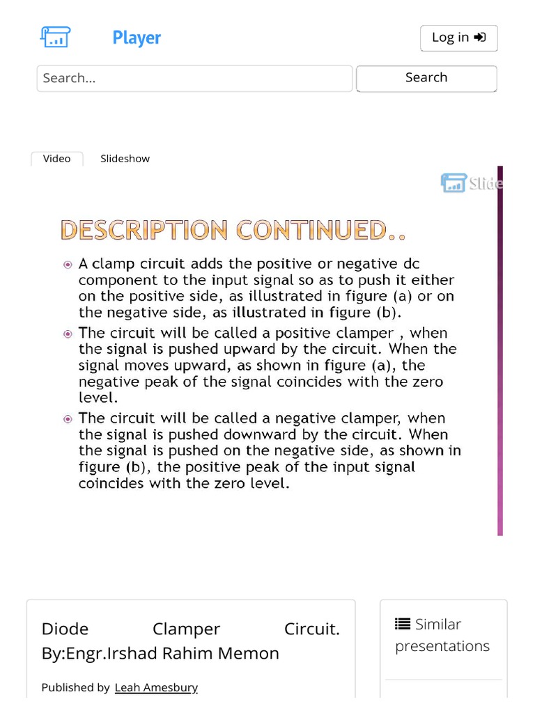 Diode Clamper Circuit. by - Engr - Irshad Rahim Memon - PPT Video ...